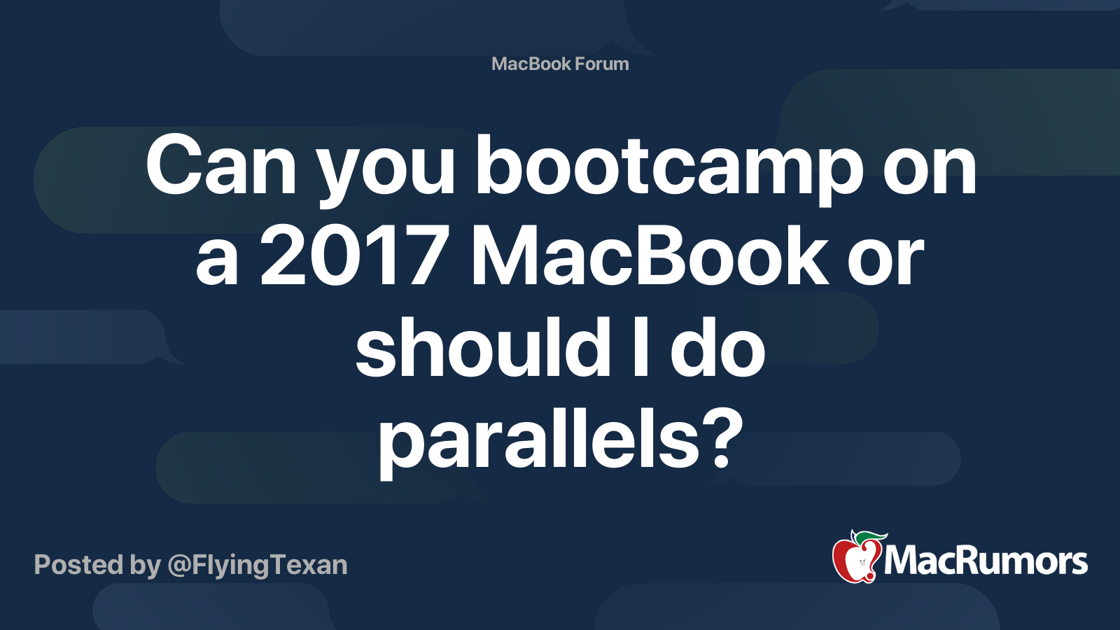 Can you bootcamp on a 2017 MacBook or should I do parallels? | MacRumors Forums