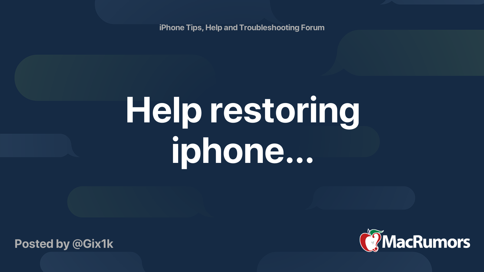 Help restoring iphone... | MacRumors Forums