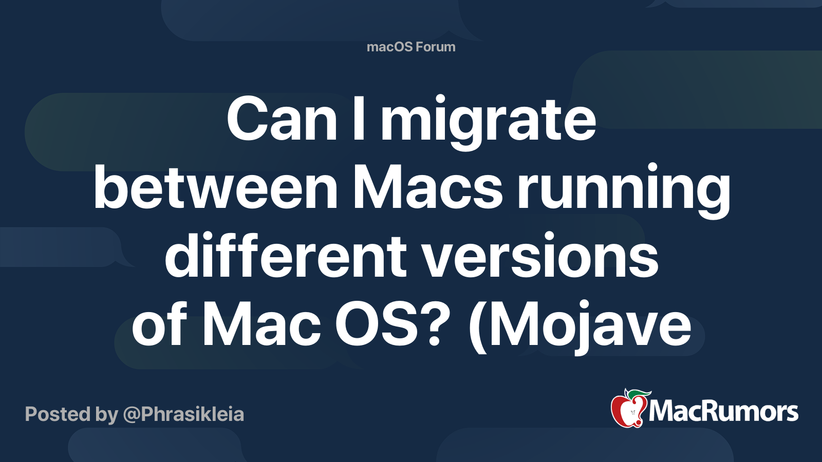 Can I migrate between Macs running different versions of Mac OS? (Mojave to Catalina ...