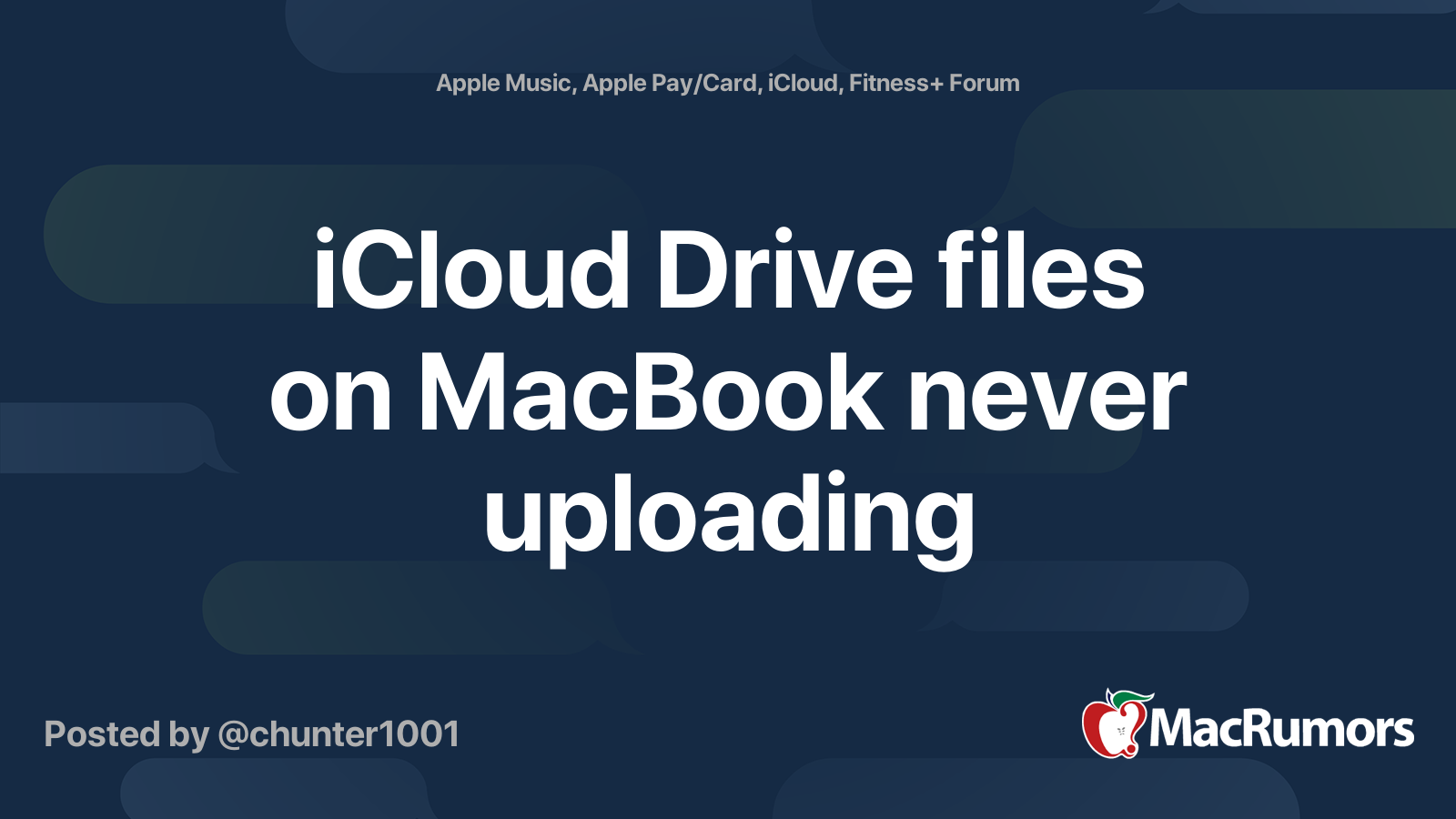 iCloud Drive files on MacBook never uploading | MacRumors Forums