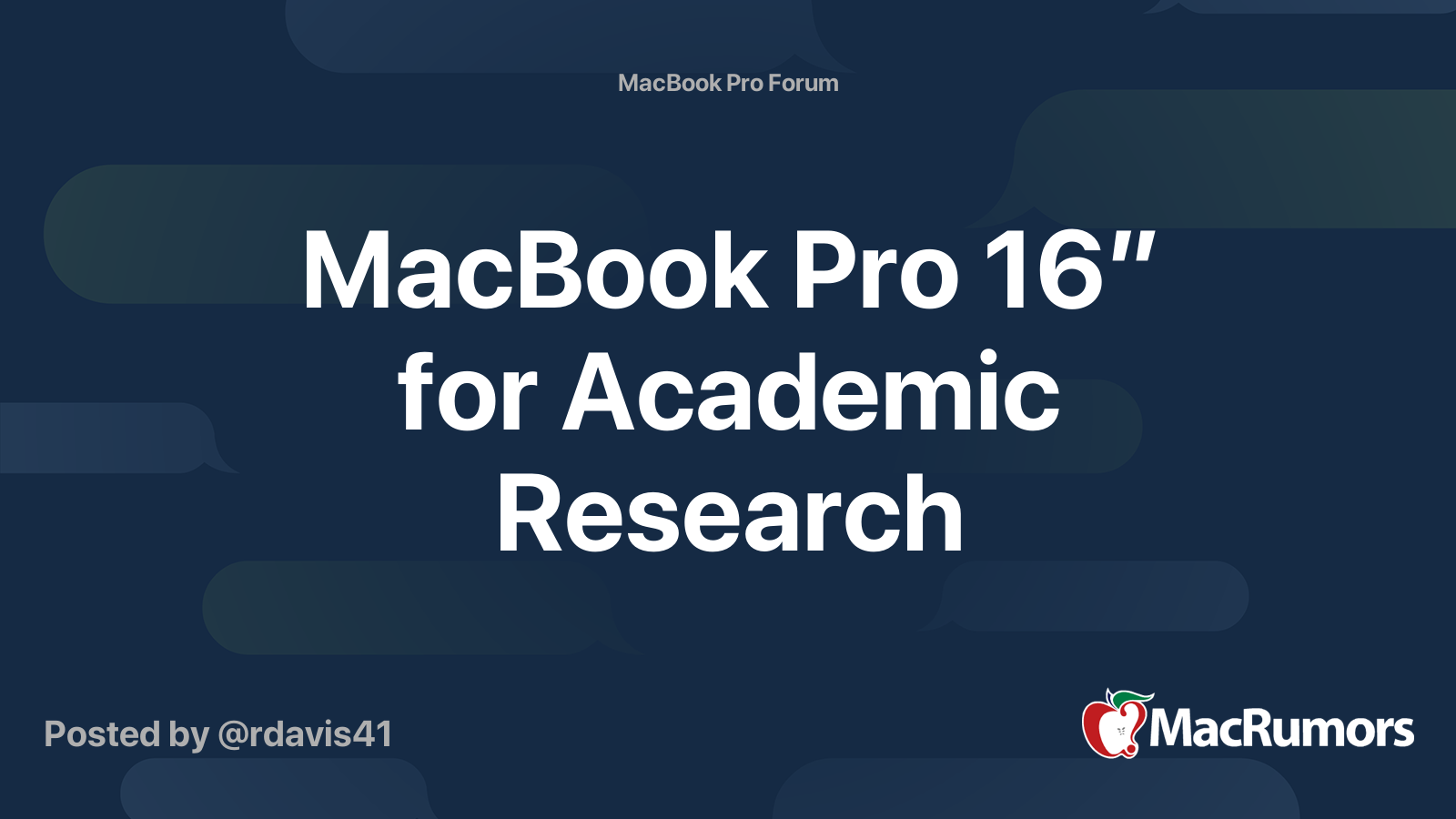 MacBook Pro 16” for Academic Research | MacRumors Forums