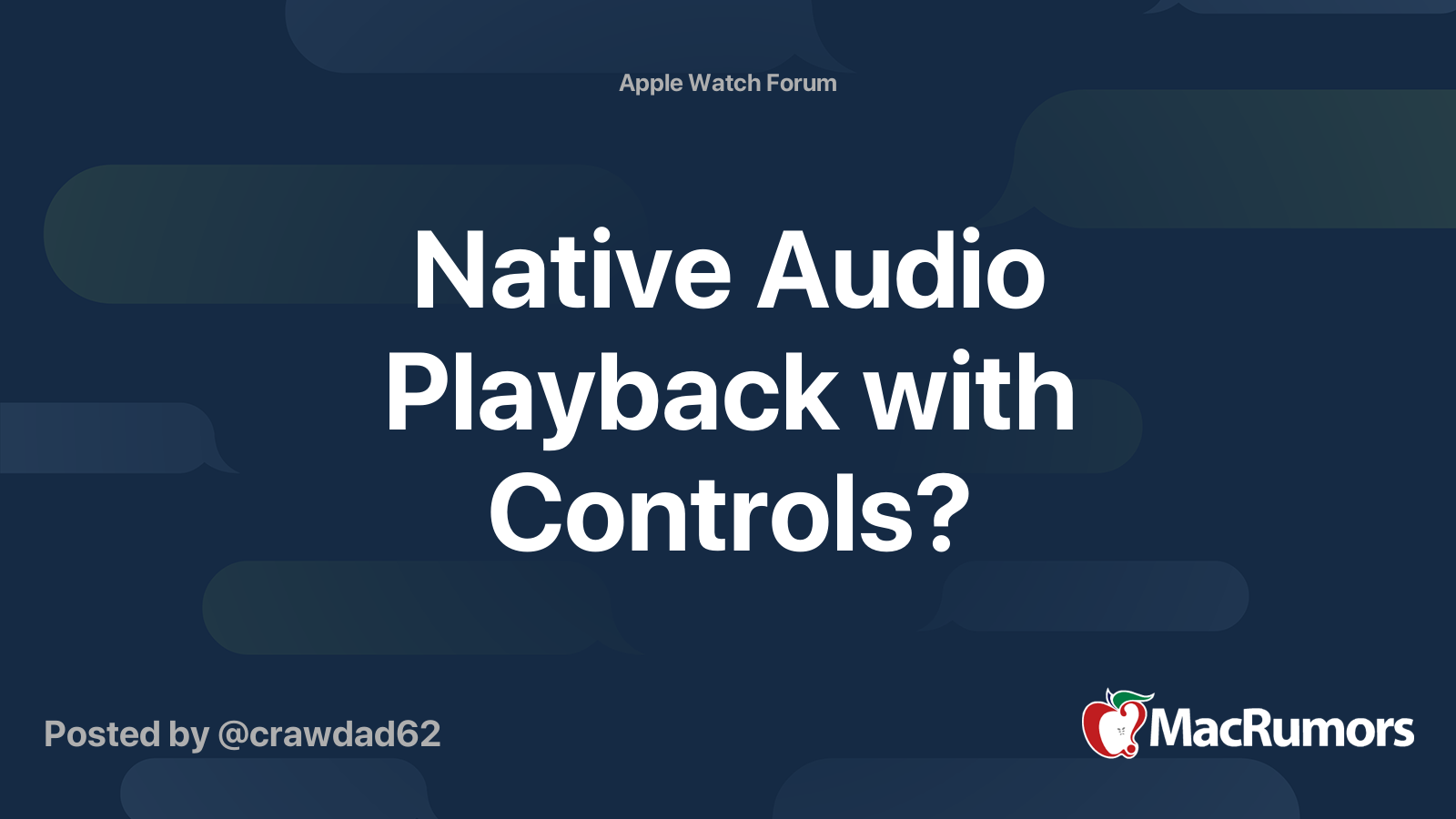 Native Audio Playback with Controls? | MacRumors Forums