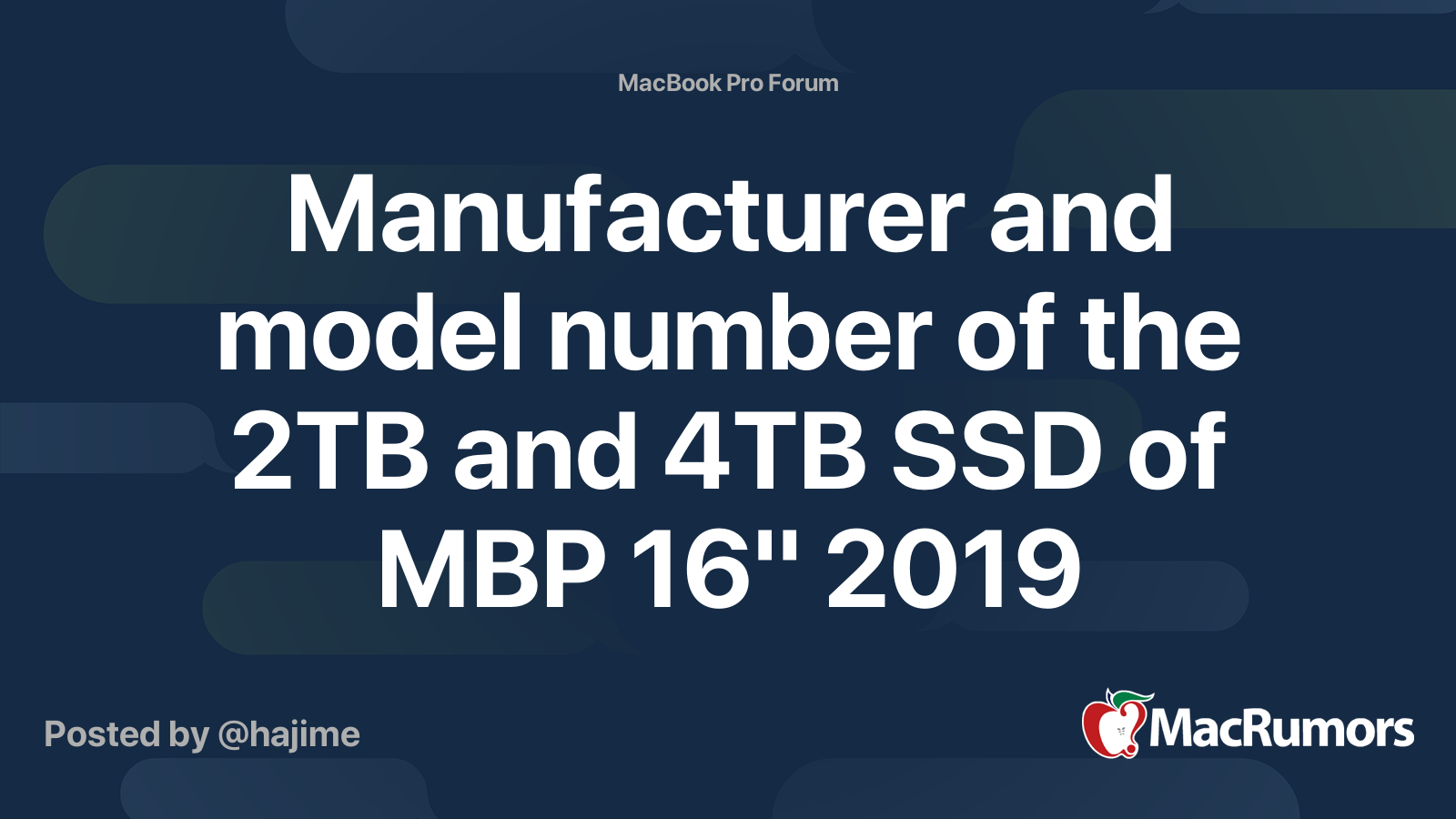 Manufacturer and model number of the 2TB and 4TB SSD of MBP 16" 2019 ...
