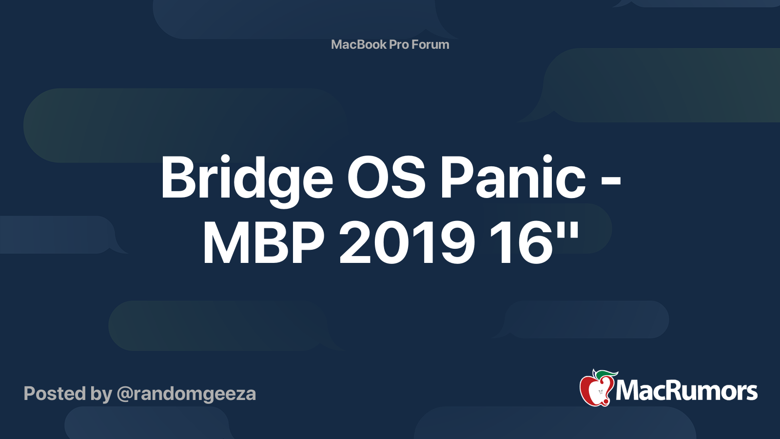 Bridge OS Panic - MBP 2019 16" | MacRumors Forums