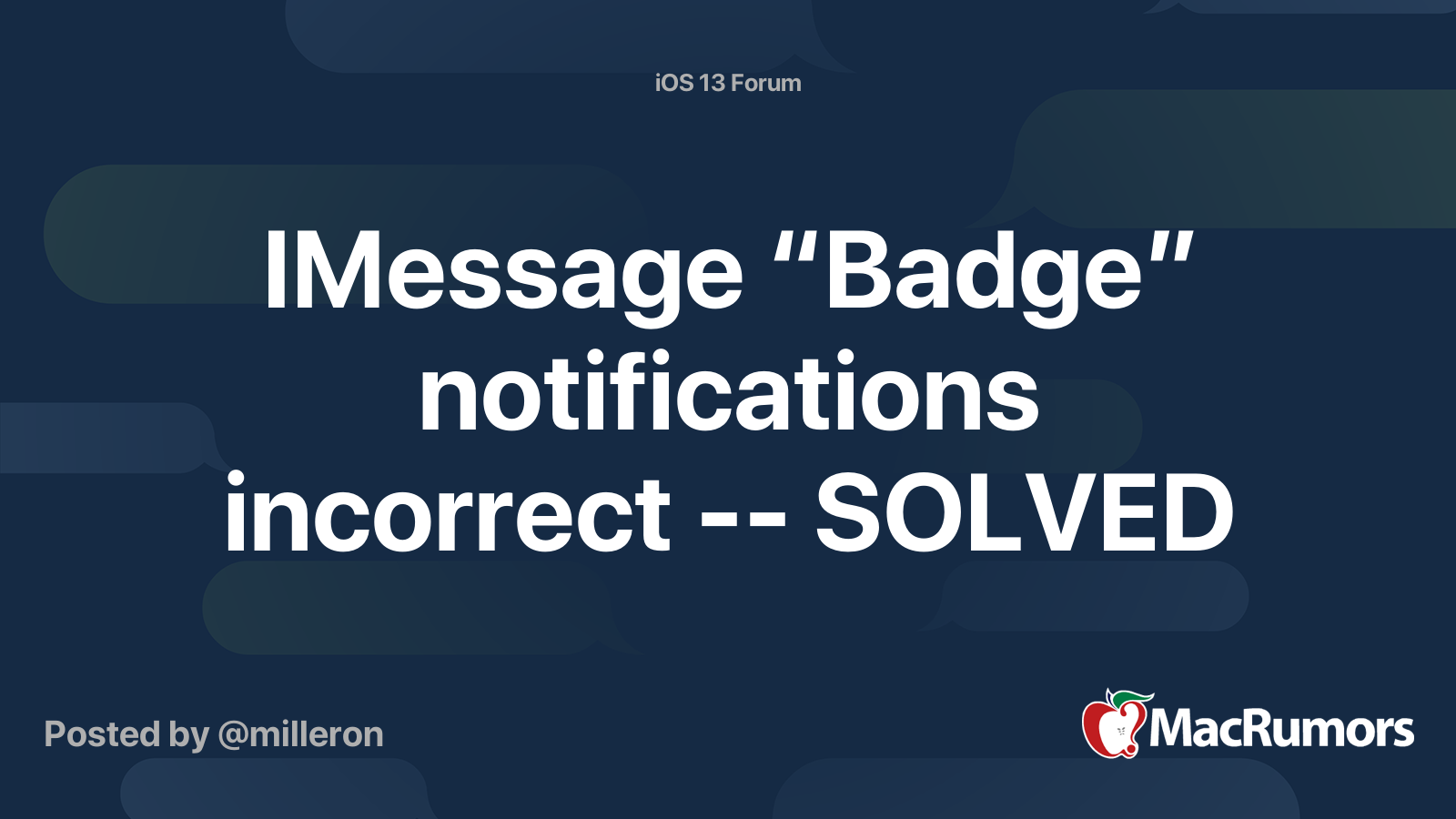 IMessage “Badge” notifications incorrect -- SOLVED | MacRumors Forums