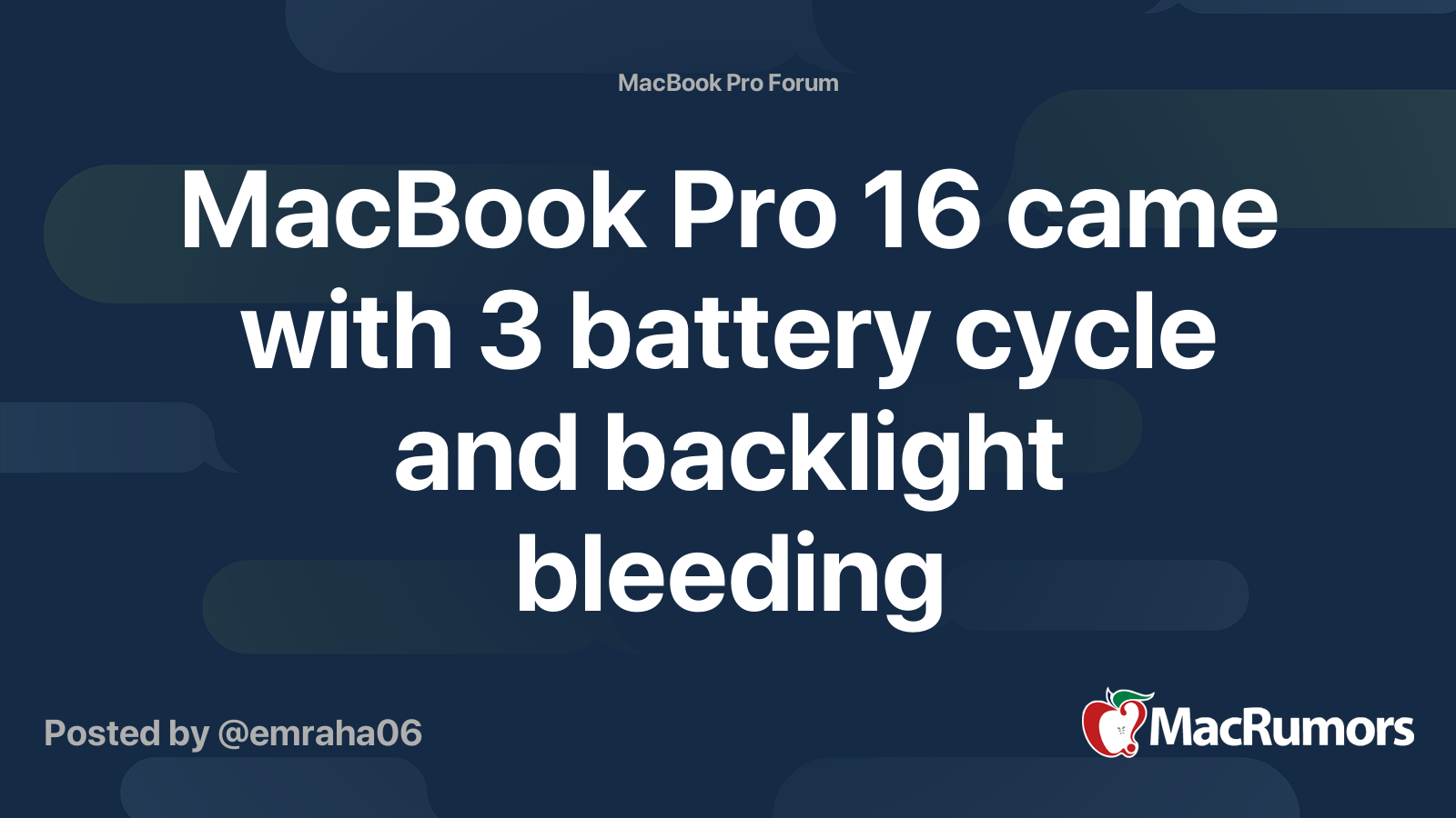MacBook Pro 16 came with 3 battery cycle and backlight bleeding ...