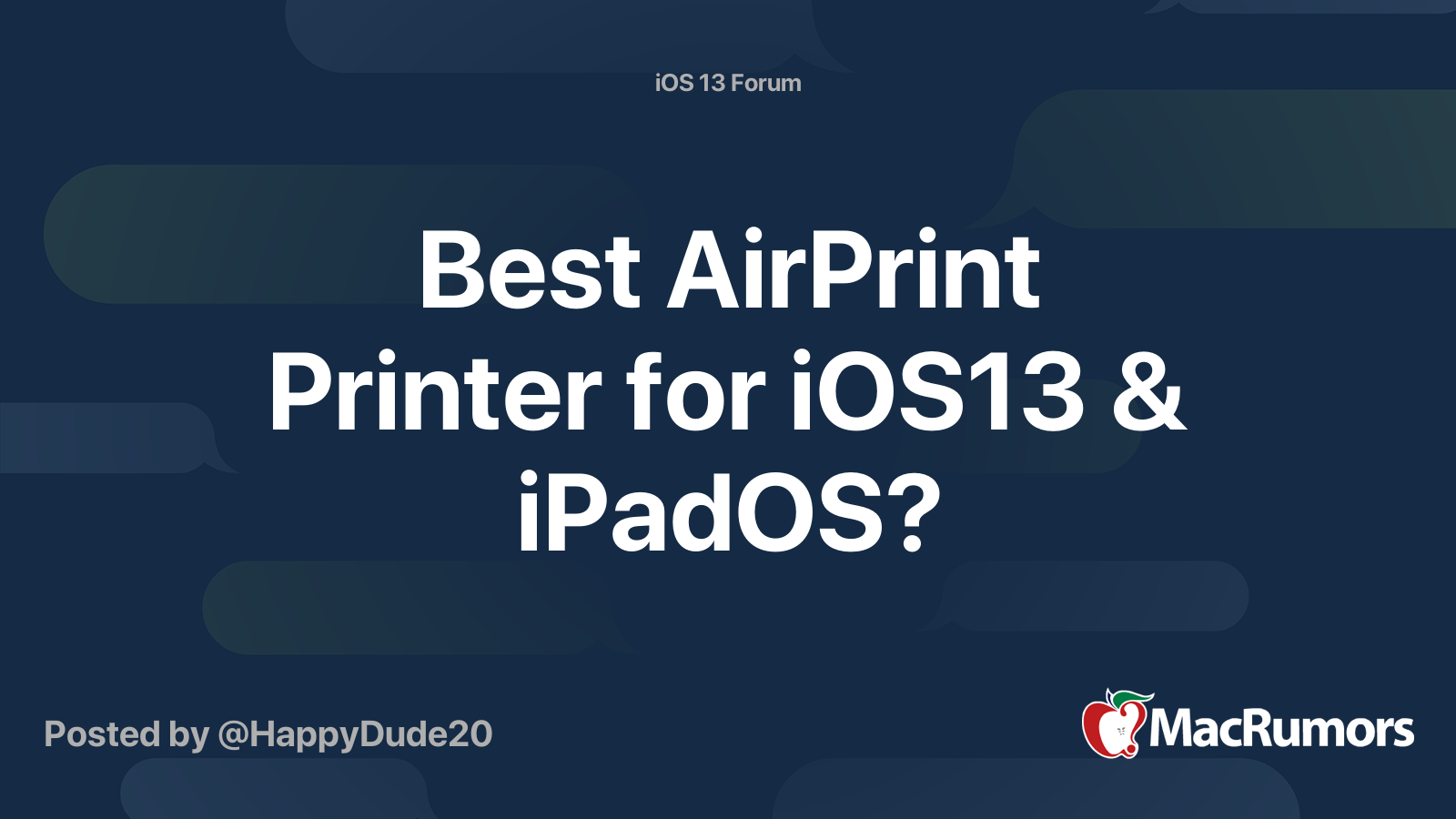 Best AirPrint Printer for iOS13 & iPadOS? | MacRumors Forums