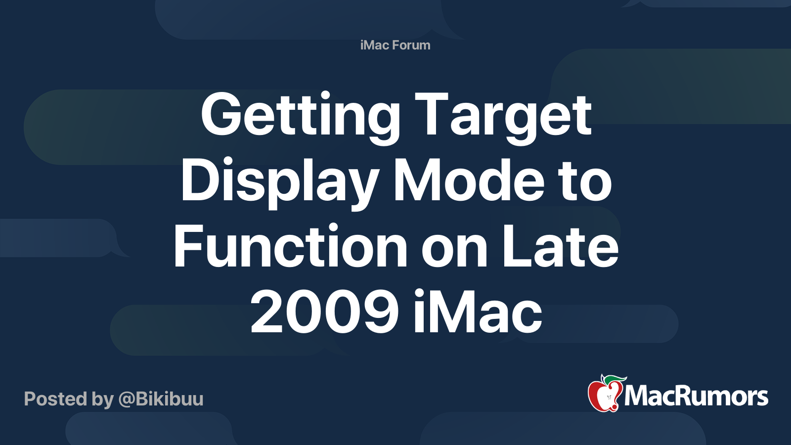 Getting Target Display Mode to Function on Late 2009 iMac | MacRumors ...