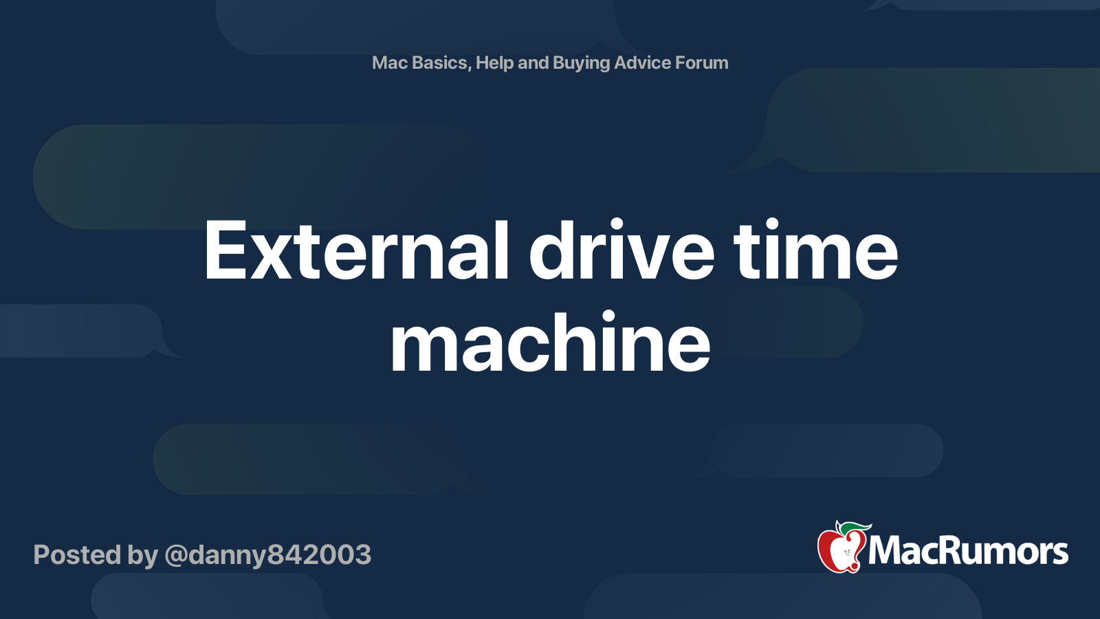External drive time machine | MacRumors Forums