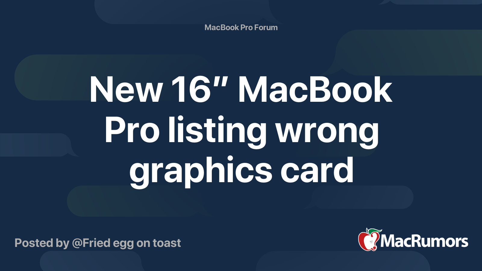 New 16” MacBook Pro listing wrong graphics card | MacRumors Forums