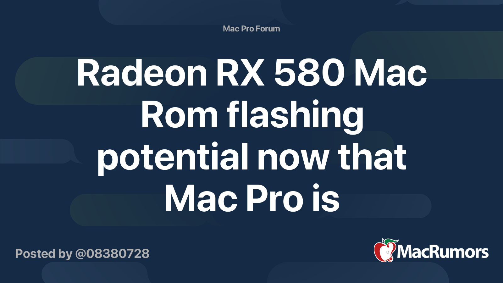 Radeon RX 580 Mac Rom flashing potential now that Mac Pro is available ...