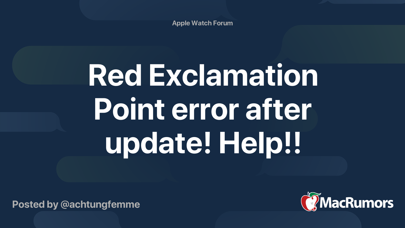 Red Exclamation Point error after update! Help!! | MacRumors Forums
