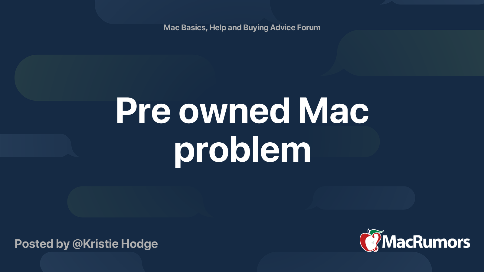 Pre owned Mac problem | MacRumors Forums