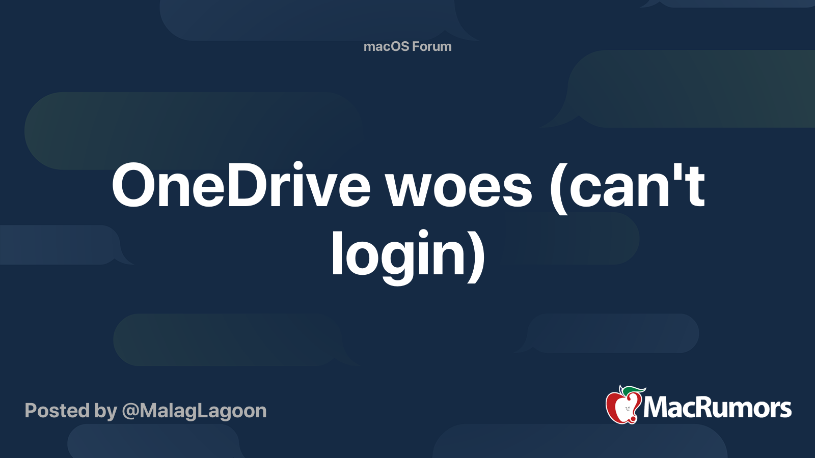 OneDrive woes (can't login) | MacRumors Forums