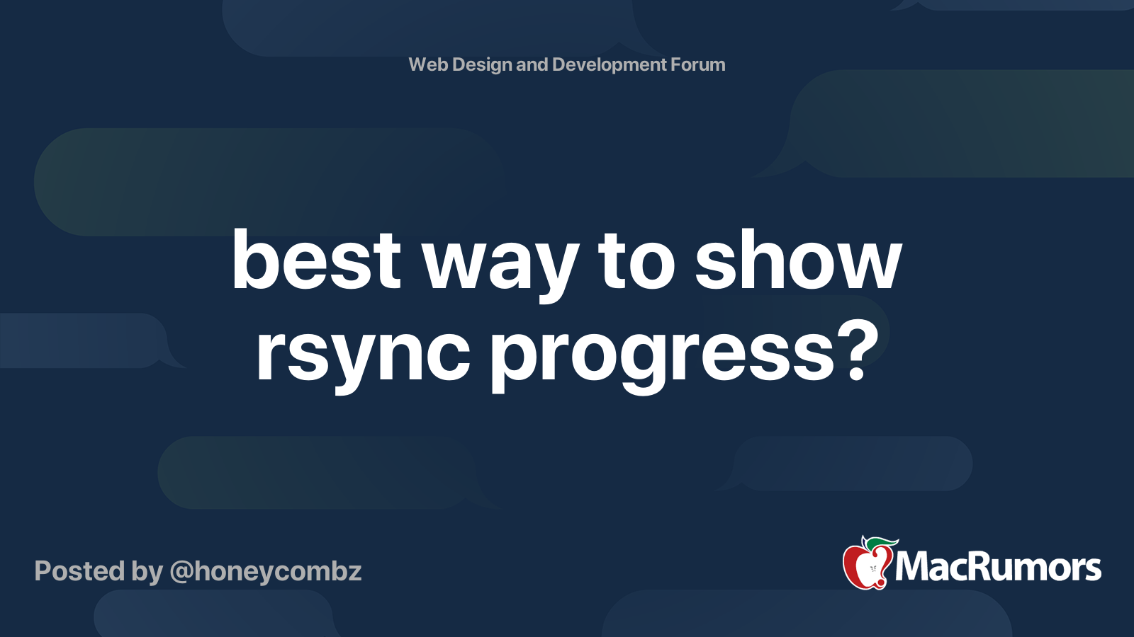 best way to show rsync progress? | MacRumors Forums