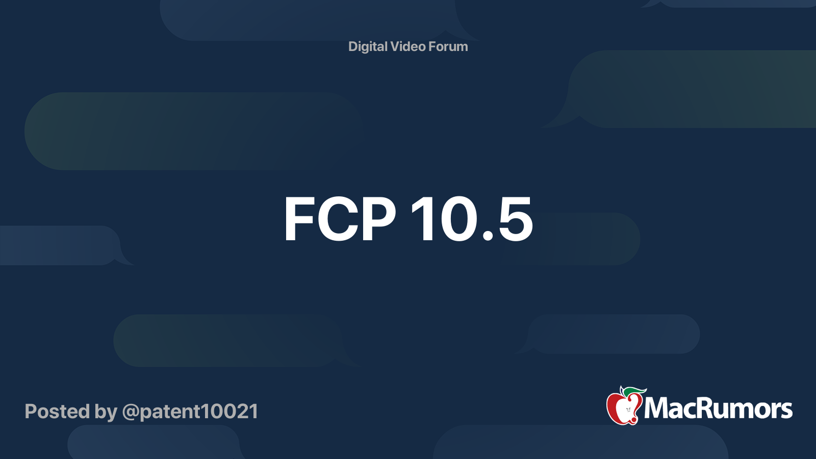 FCP 10.5 | MacRumors Forums