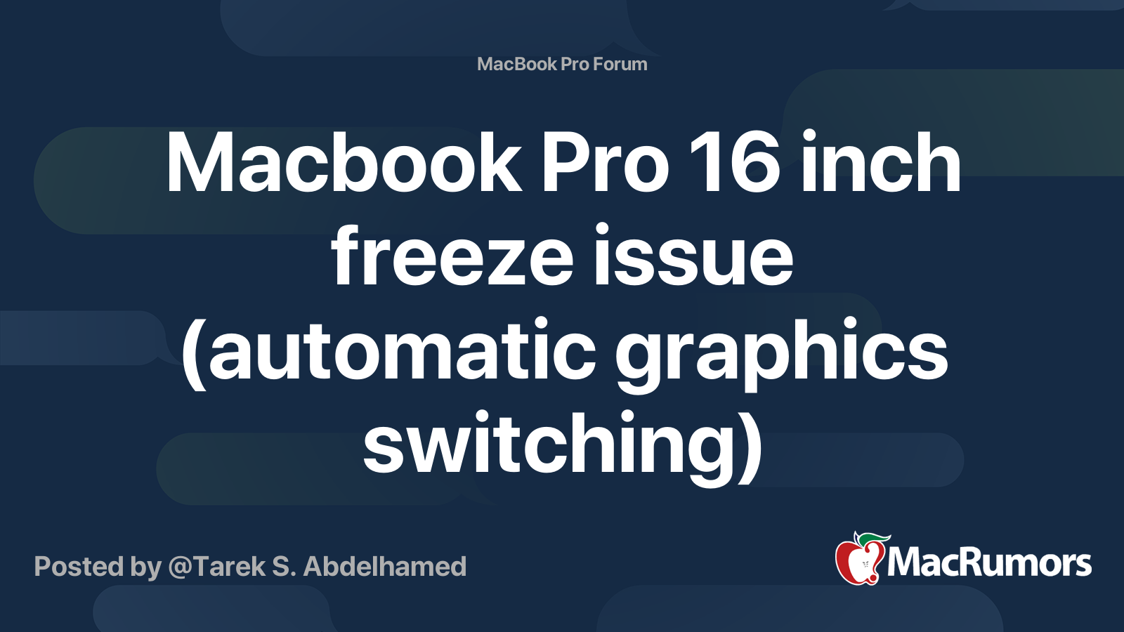 Macbook Pro 16 inch freeze issue (automatic graphics switching ...