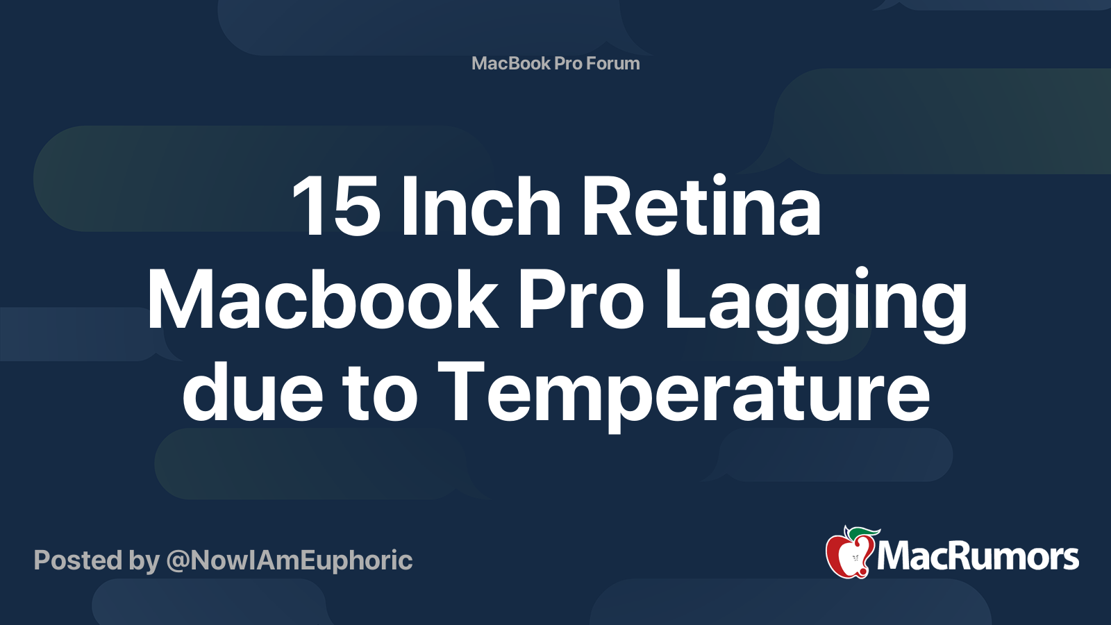 15 Inch Retina Macbook Pro Lagging due to Temperature | MacRumors Forums