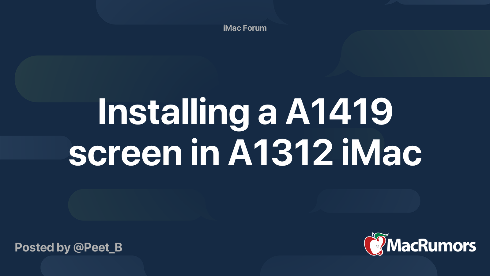 Installing a A1419 screen in A1312 iMac | MacRumors Forums