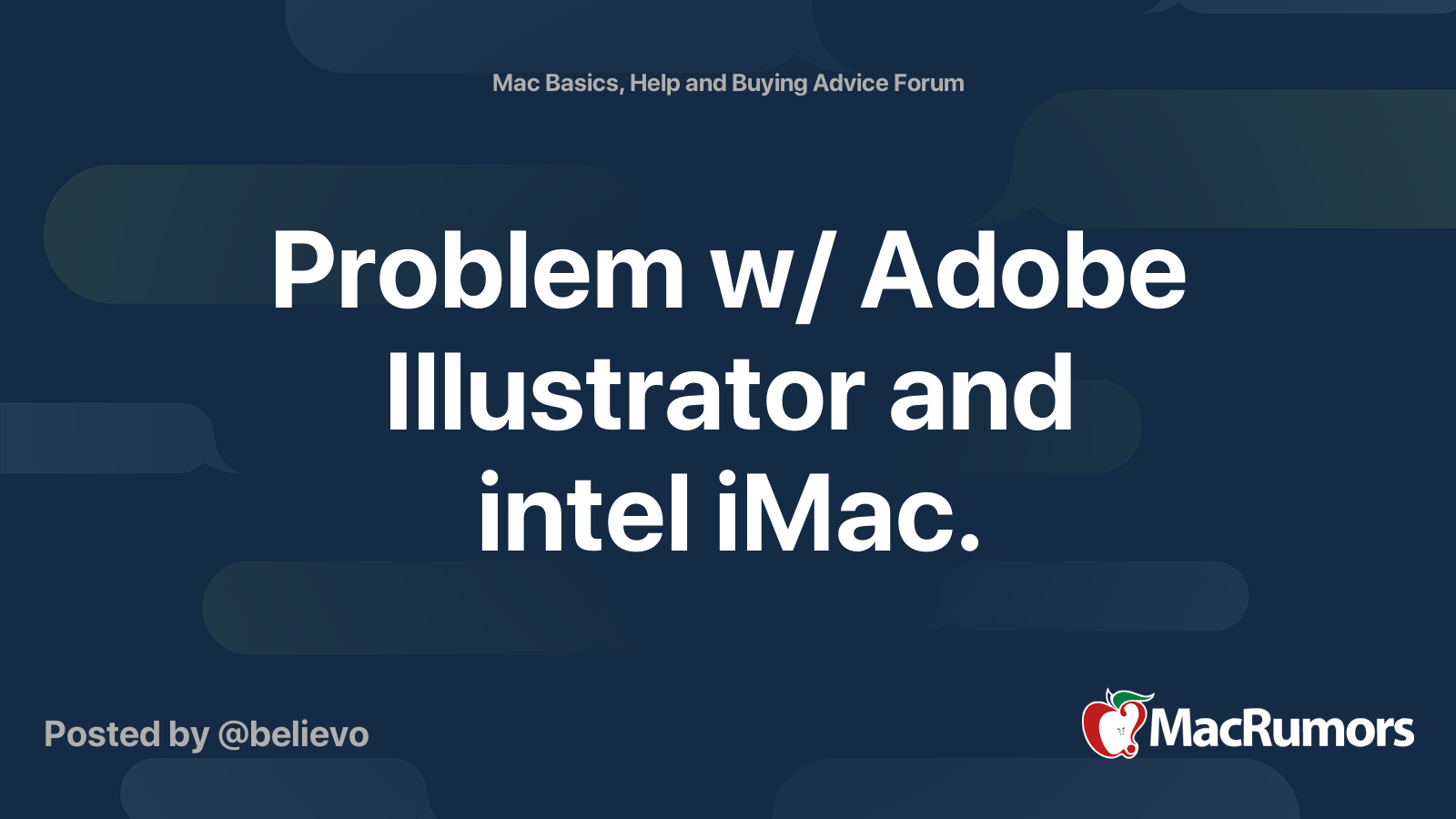 Problem w/ Adobe Illustrator and intel iMac. | MacRumors Forums