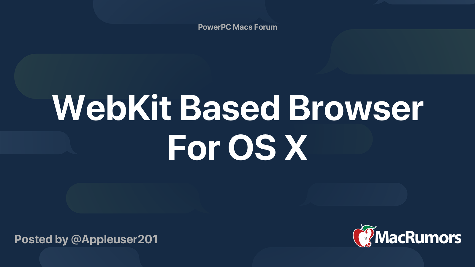 WebKit Based Browser For OS X | MacRumors Forums