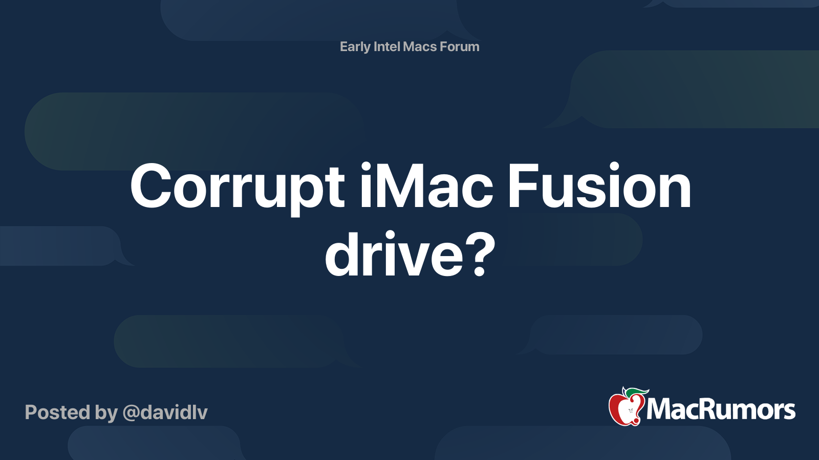 Corrupt iMac Fusion drive? | MacRumors Forums