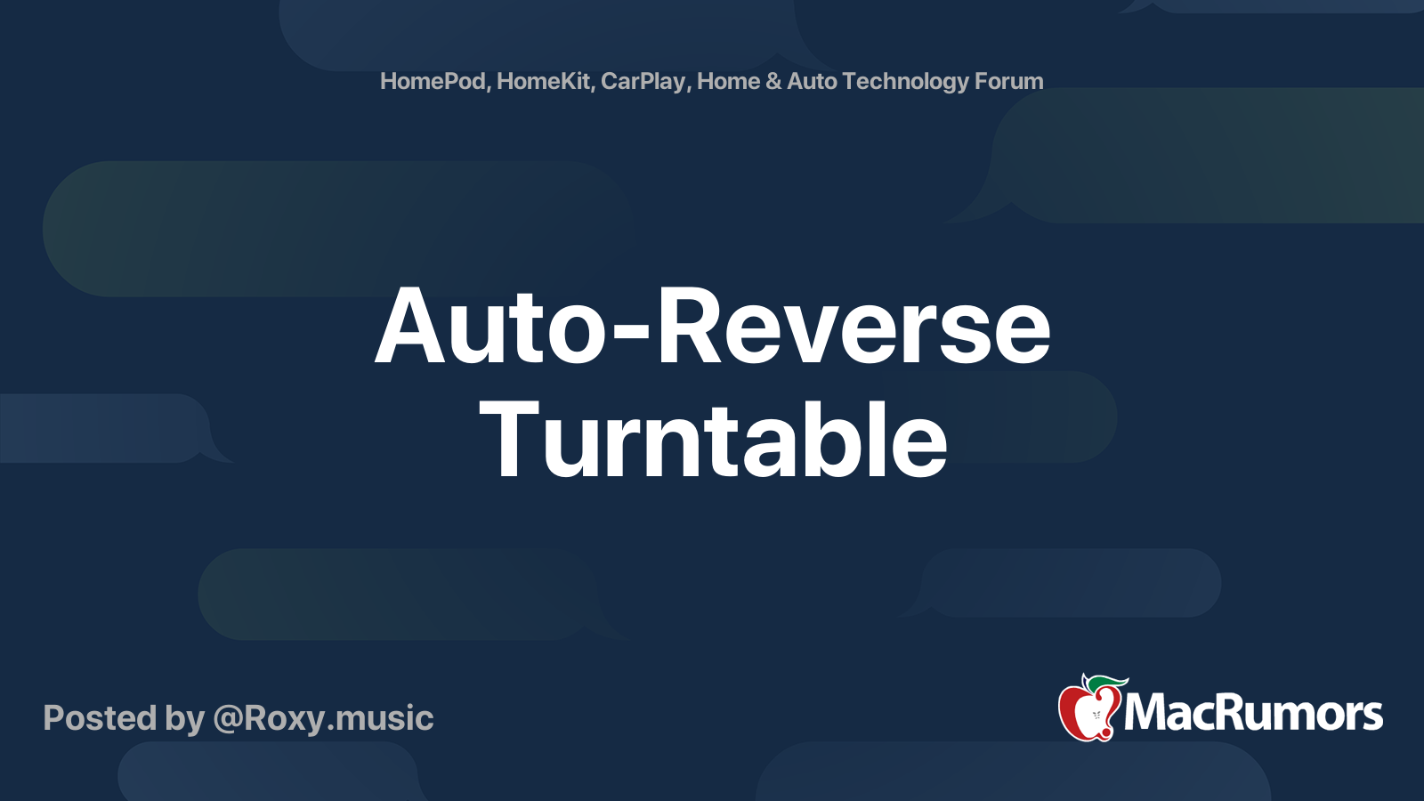 Auto-Reverse Turntable | MacRumors Forums