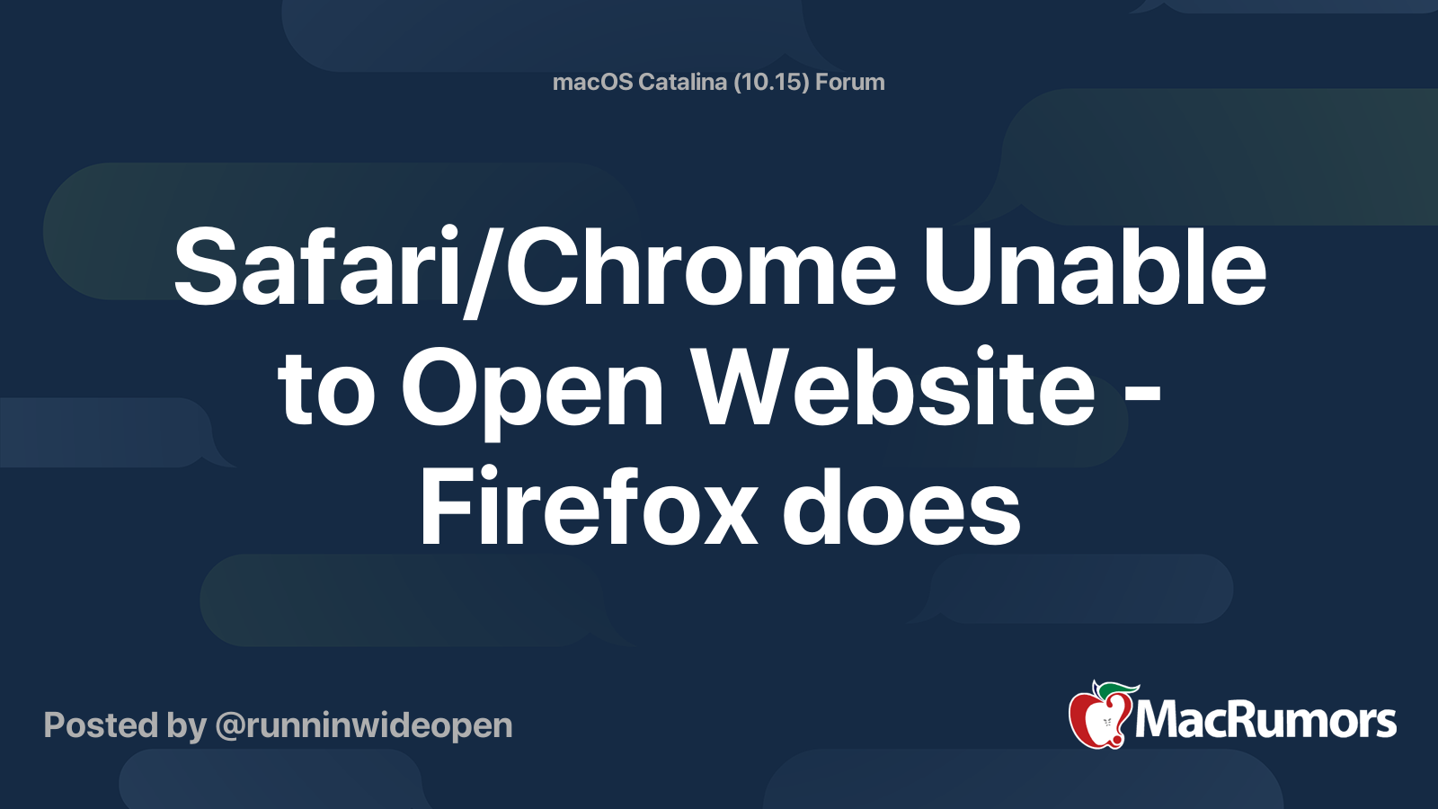 Safari/Chrome Unable to Open Website - Firefox does | MacRumors Forums