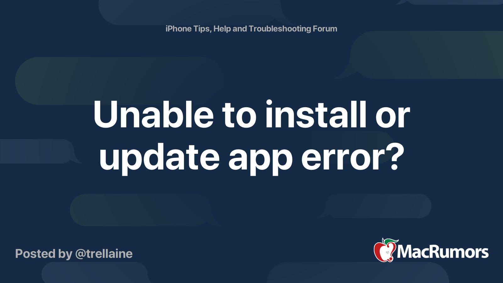 Unable to install or update app error? | MacRumors Forums