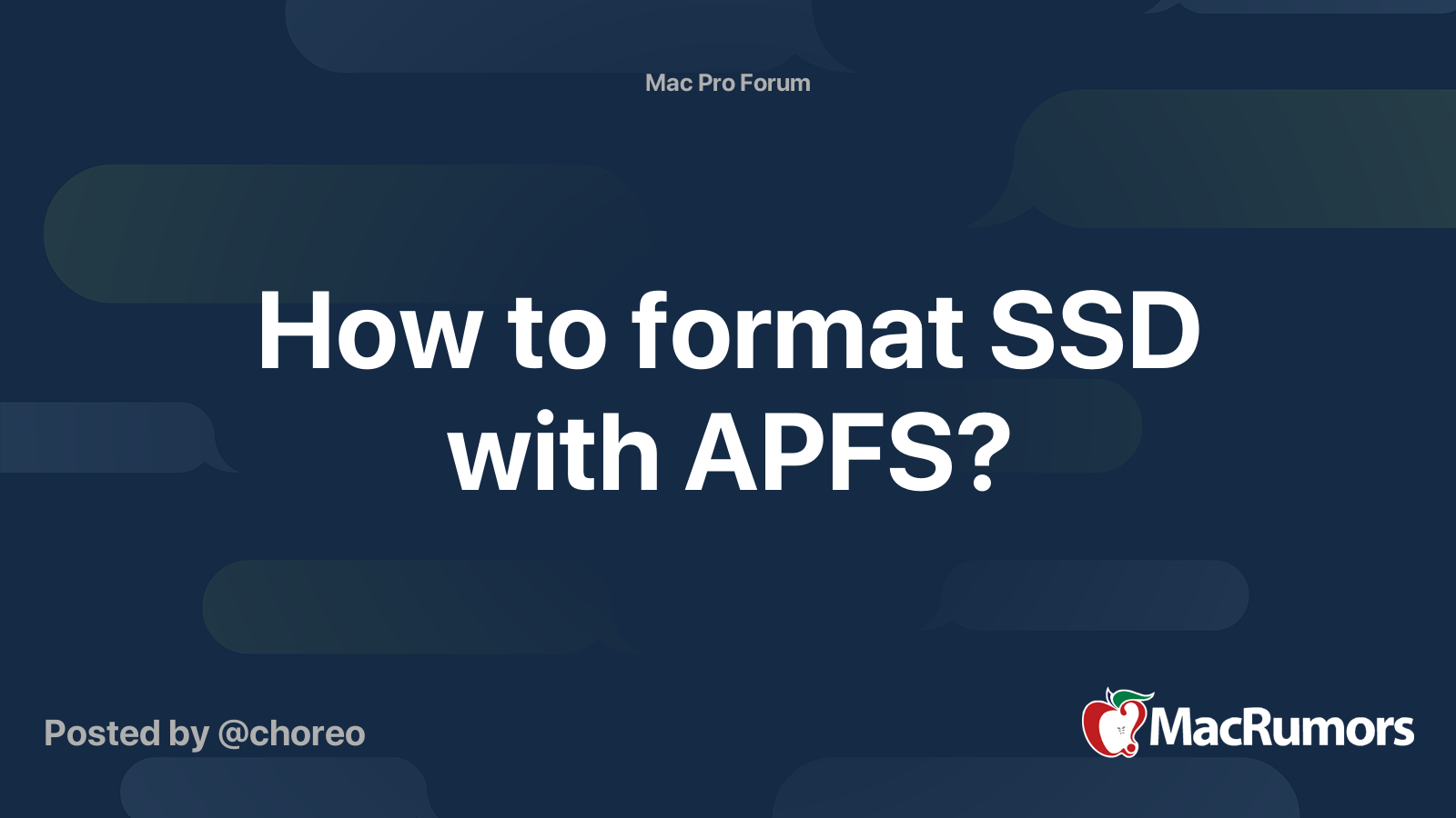 How to format SSD with APFS? | MacRumors Forums