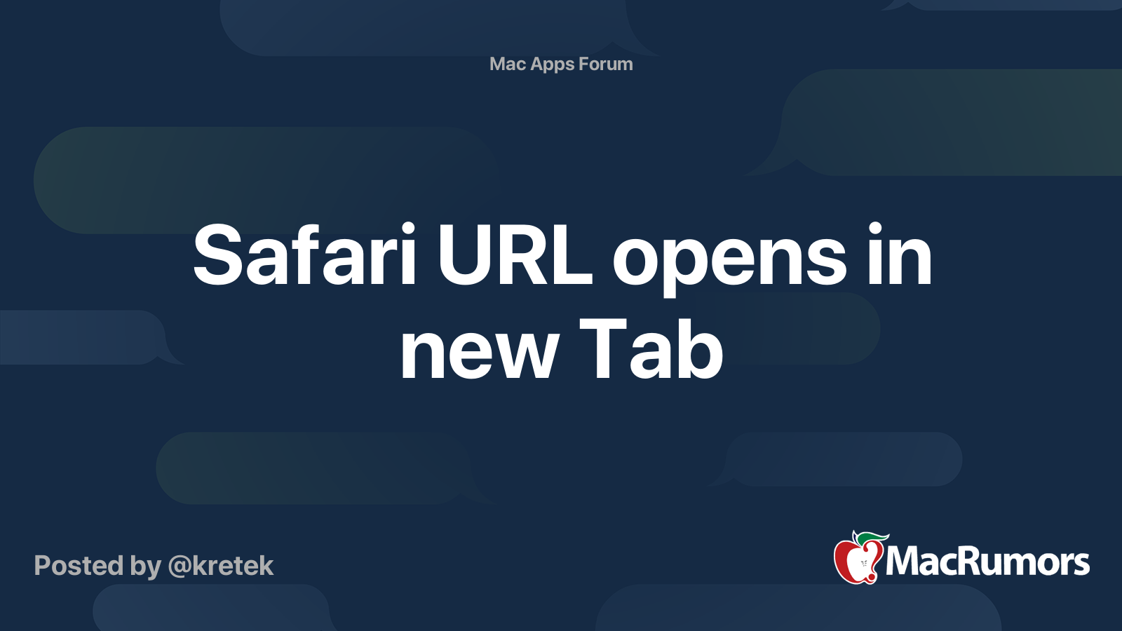 Safari URL opens in new Tab | MacRumors Forums