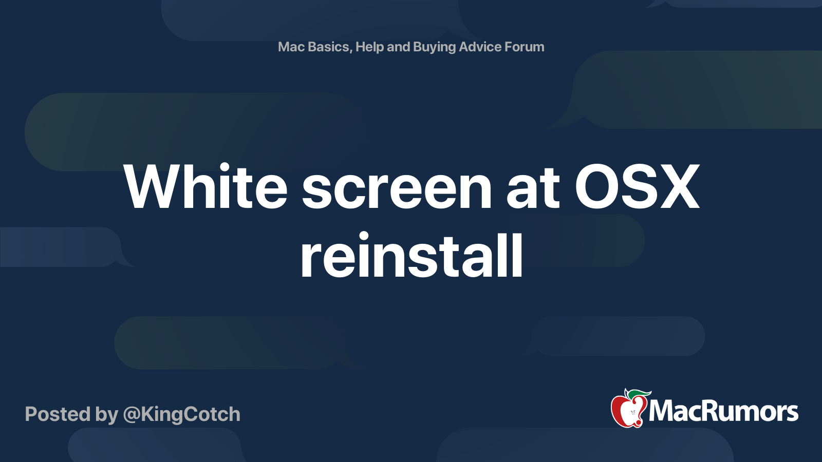White screen at OSX reinstall | MacRumors Forums