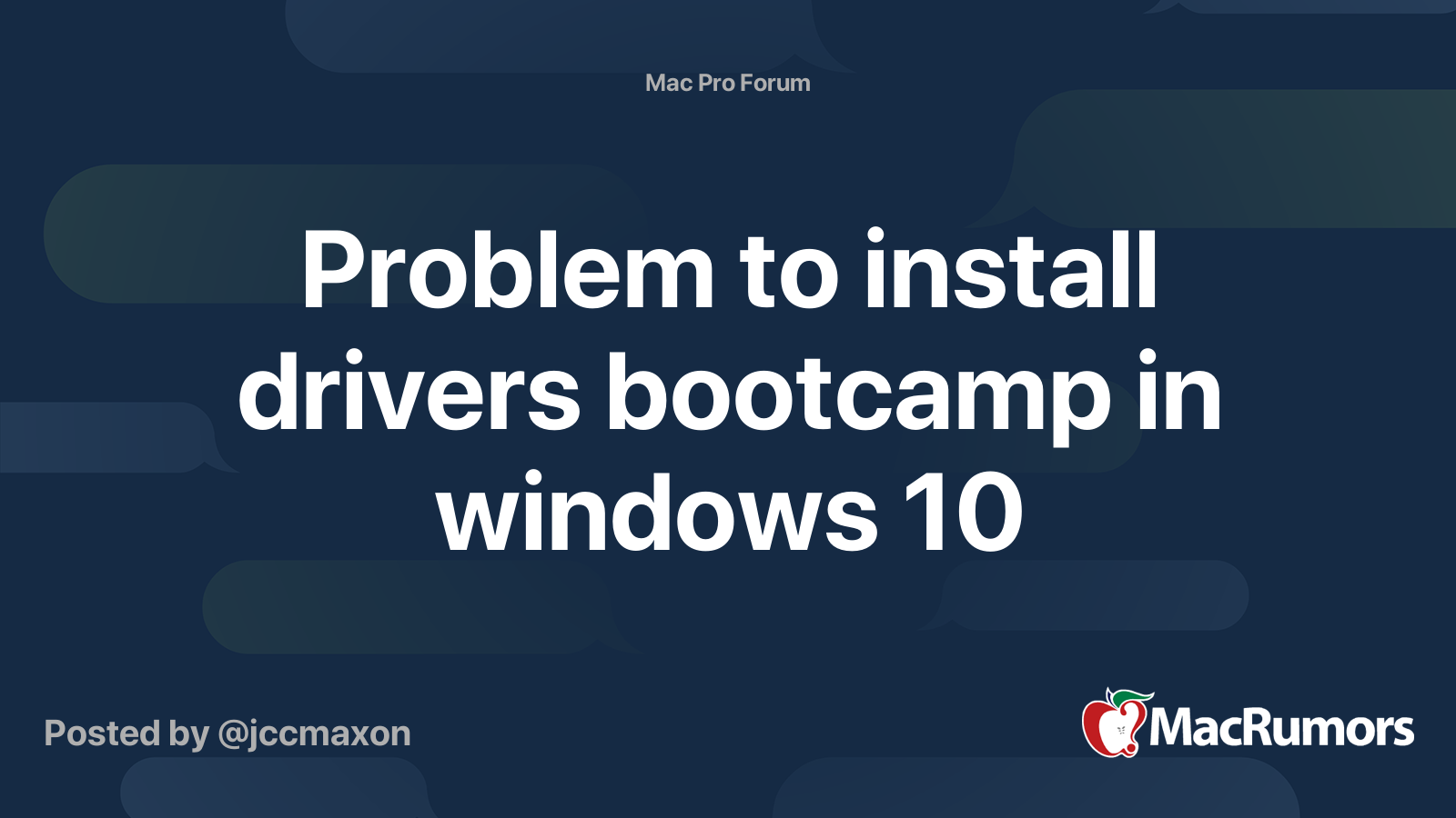 Problem to install drivers bootcamp in windows 10 | MacRumors Forums
