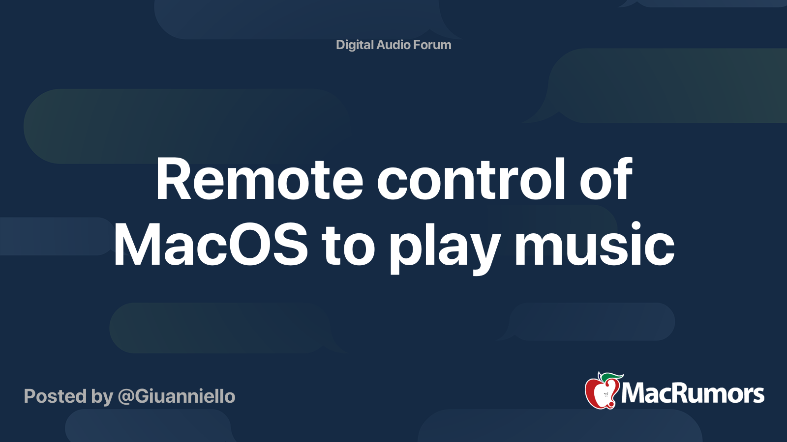 Remote control of MacOS to play music | MacRumors Forums