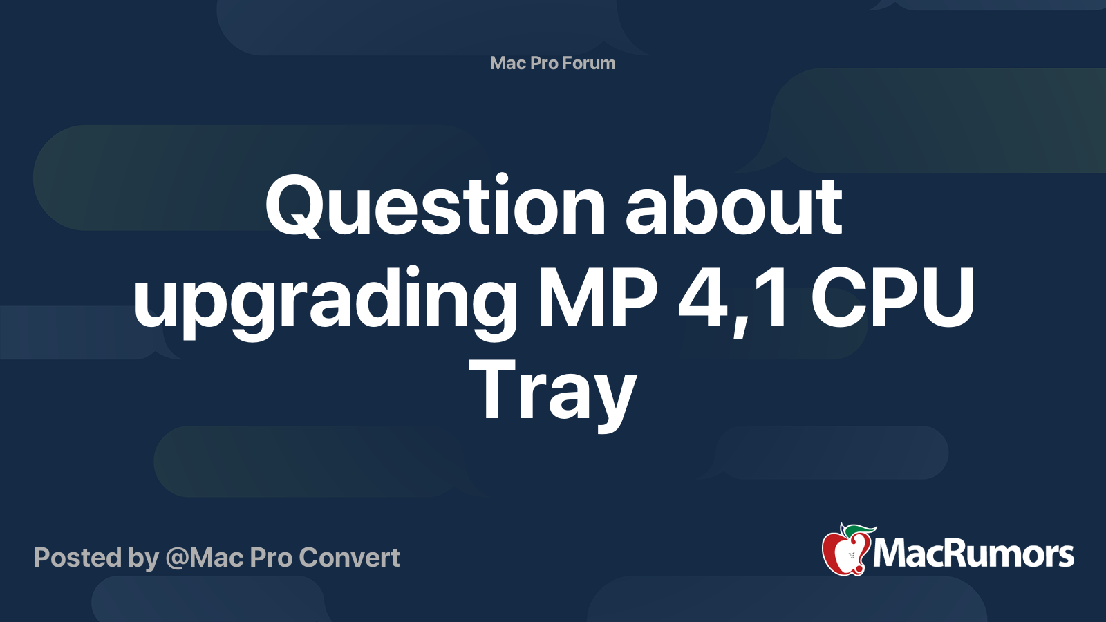 Question about upgrading MP 4,1 CPU Tray | MacRumors Forums