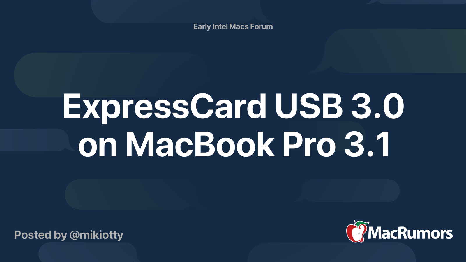ExpressCard USB 3.0 on MacBook Pro 3.1 | MacRumors Forums