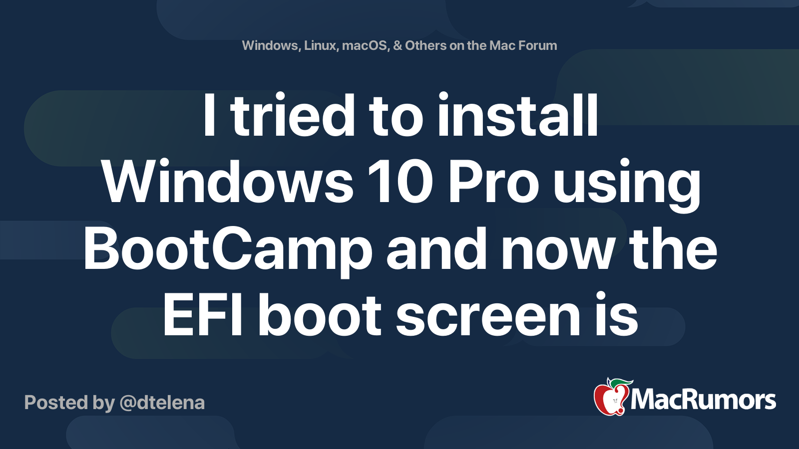 I tried to install Windows 10 Pro using BootCamp and now the EFI boot ...