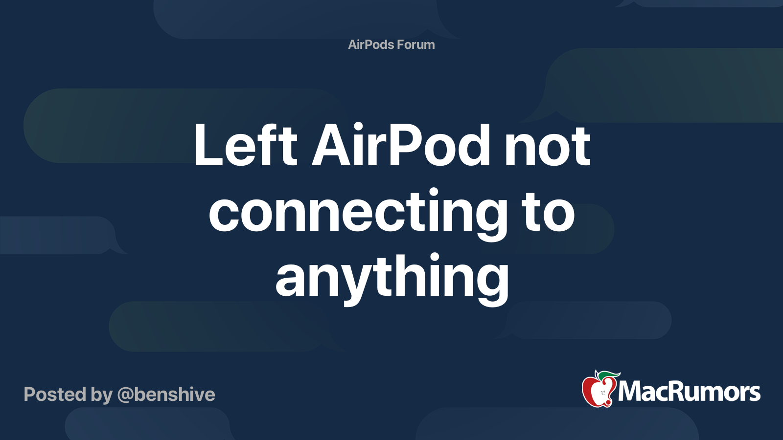 Left AirPod not connecting to anything | MacRumors Forums
