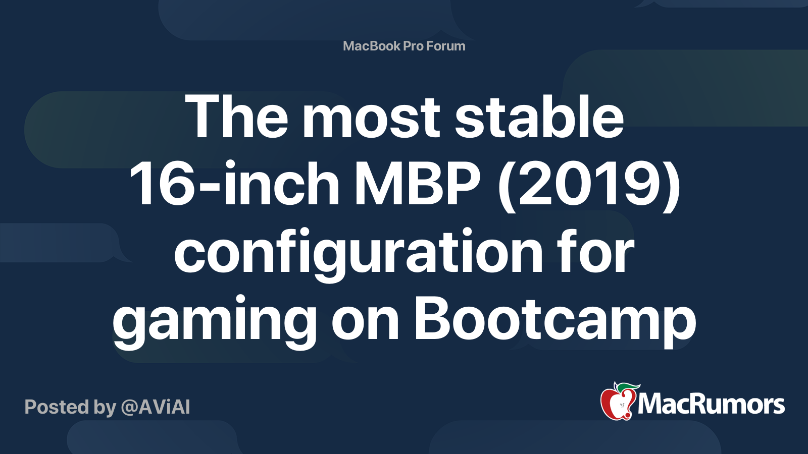 The most stable 16-inch MBP (2019) configuration for gaming on Bootcamp | MacRumors Forums