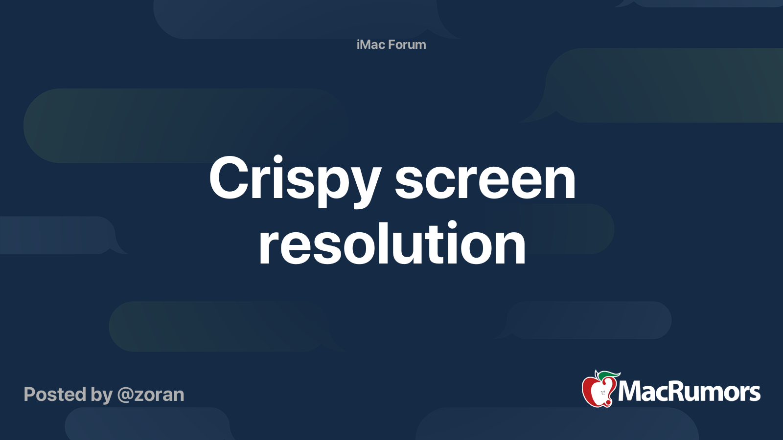 Crispy screen resolution | MacRumors Forums