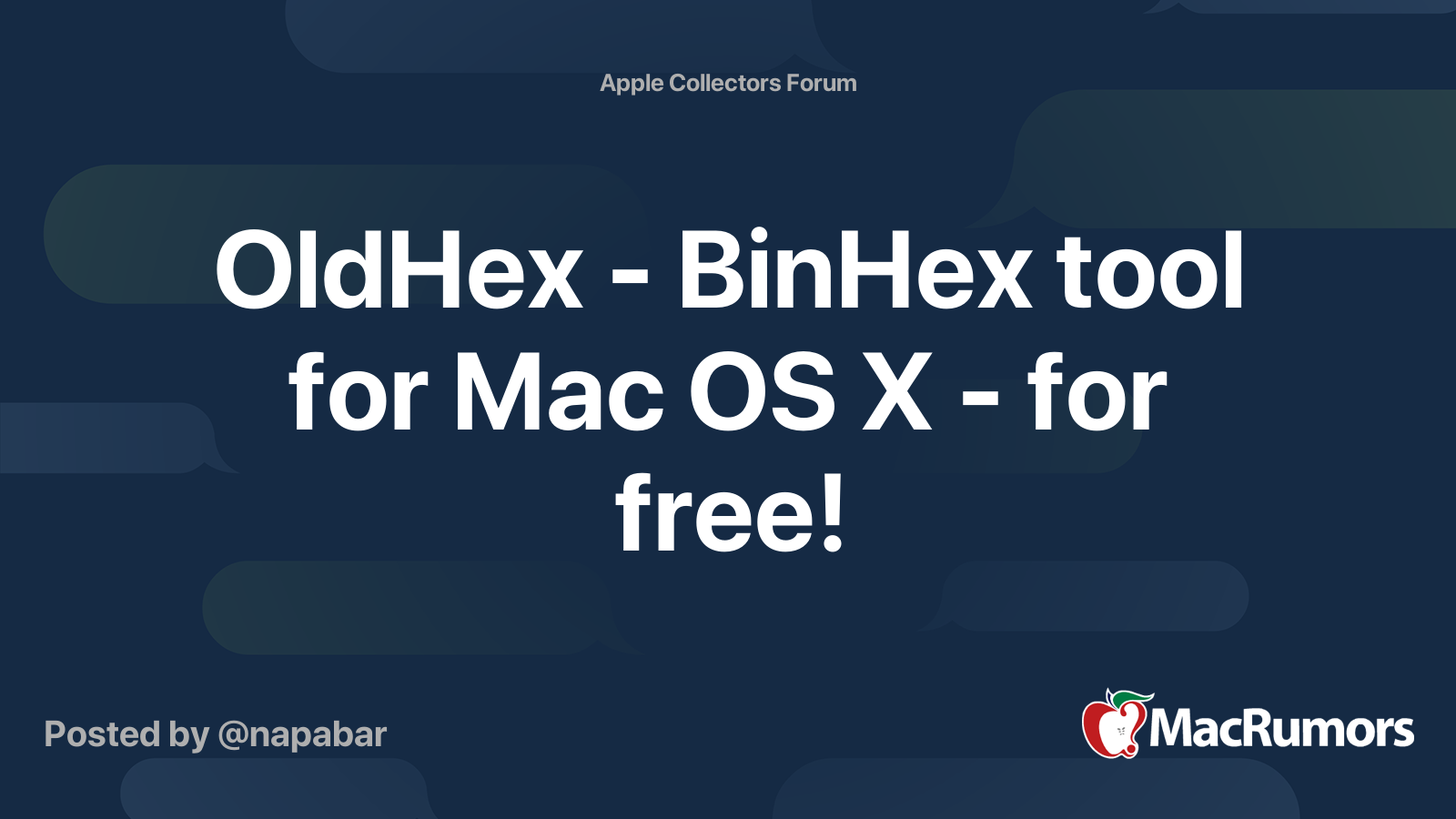 OldHex - BinHex tool for Mac OS X - for free! | MacRumors Forums