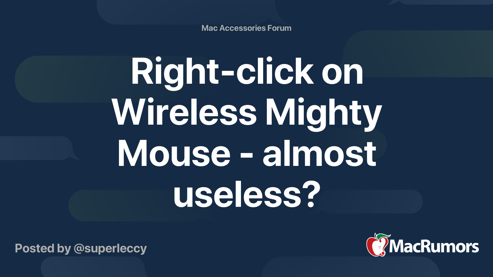 Right-click on Wireless Mighty Mouse - almost useless? | MacRumors Forums