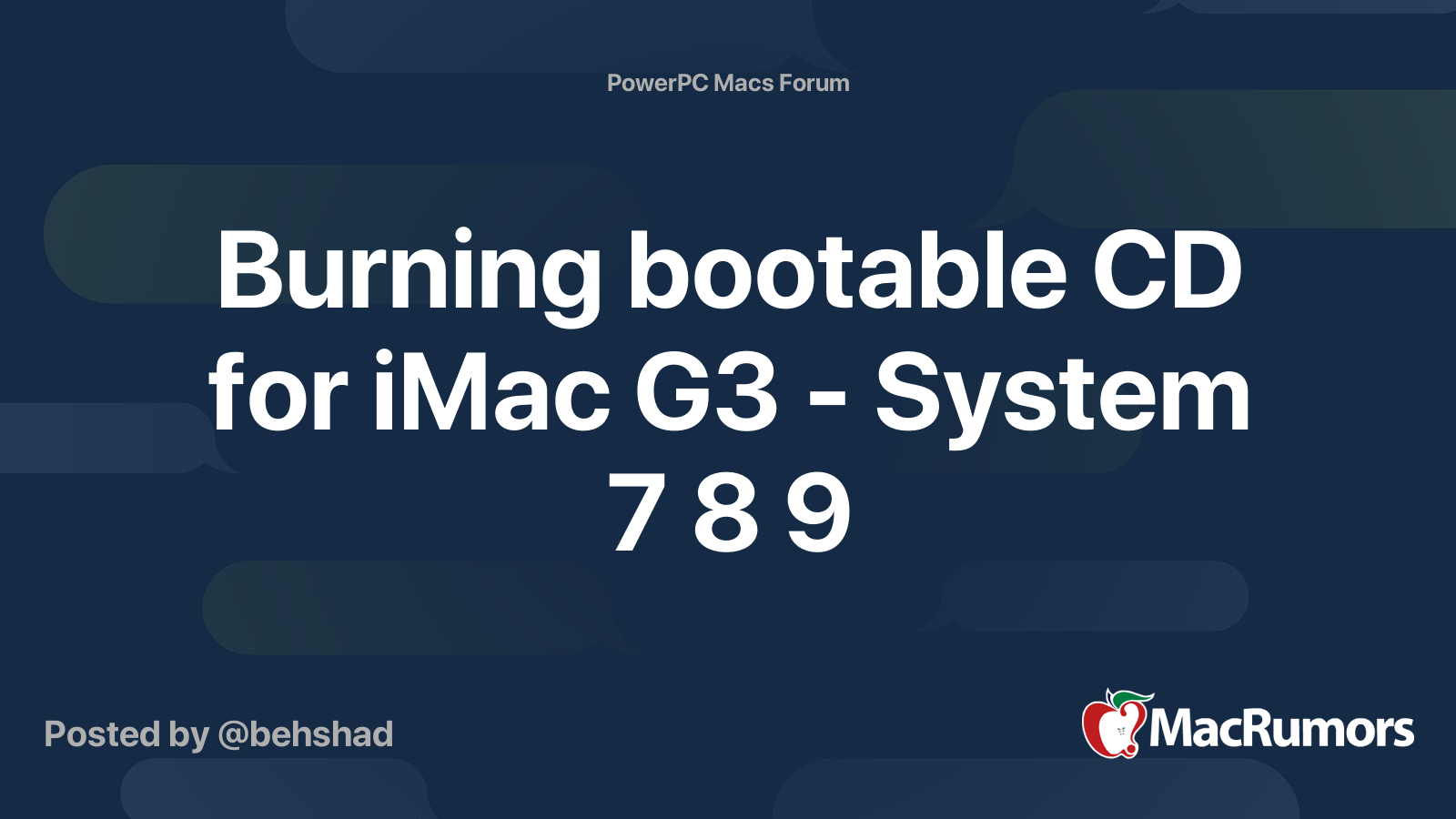 Burning bootable CD for iMac G3 - System 7 8 9 | MacRumors Forums
