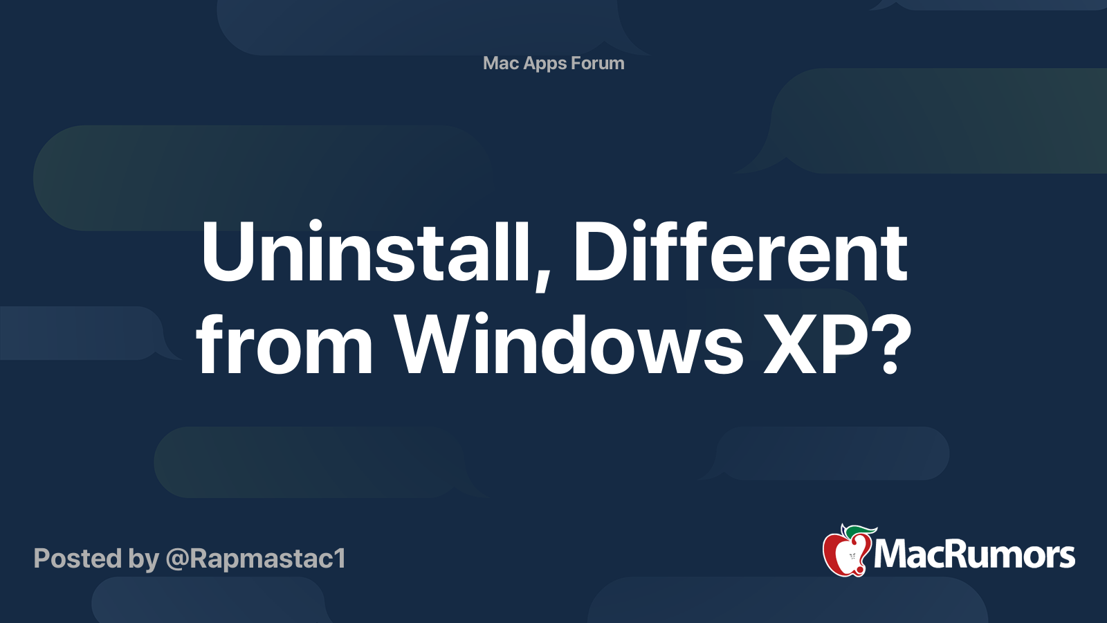 Uninstall, Different from Windows XP? | MacRumors Forums