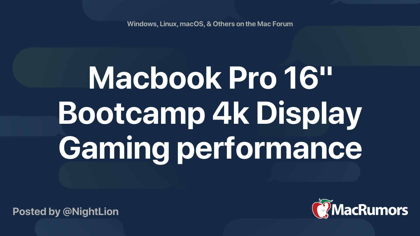 Macbook Pro 16" Bootcamp 4k Display Gaming performance | MacRumors Forums
