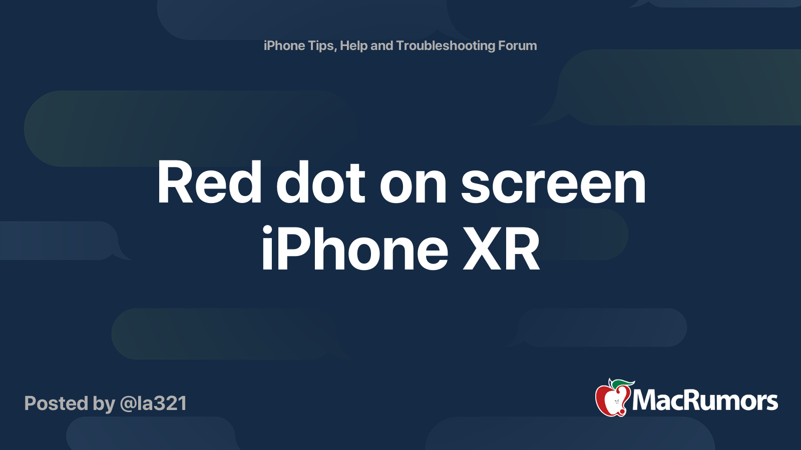 Red dot on screen iPhone XR | MacRumors Forums