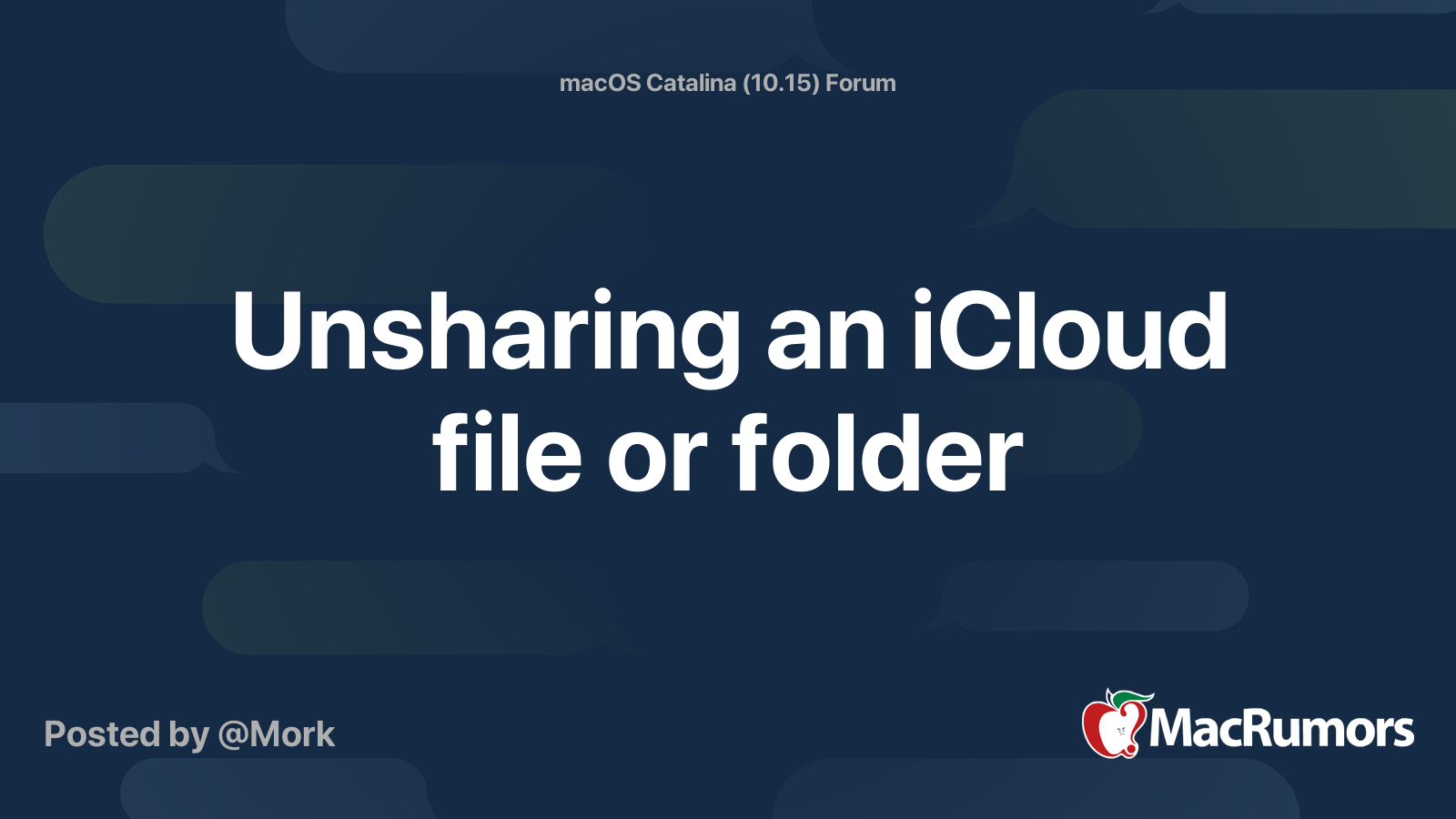Unsharing an iCloud file or folder | MacRumors Forums