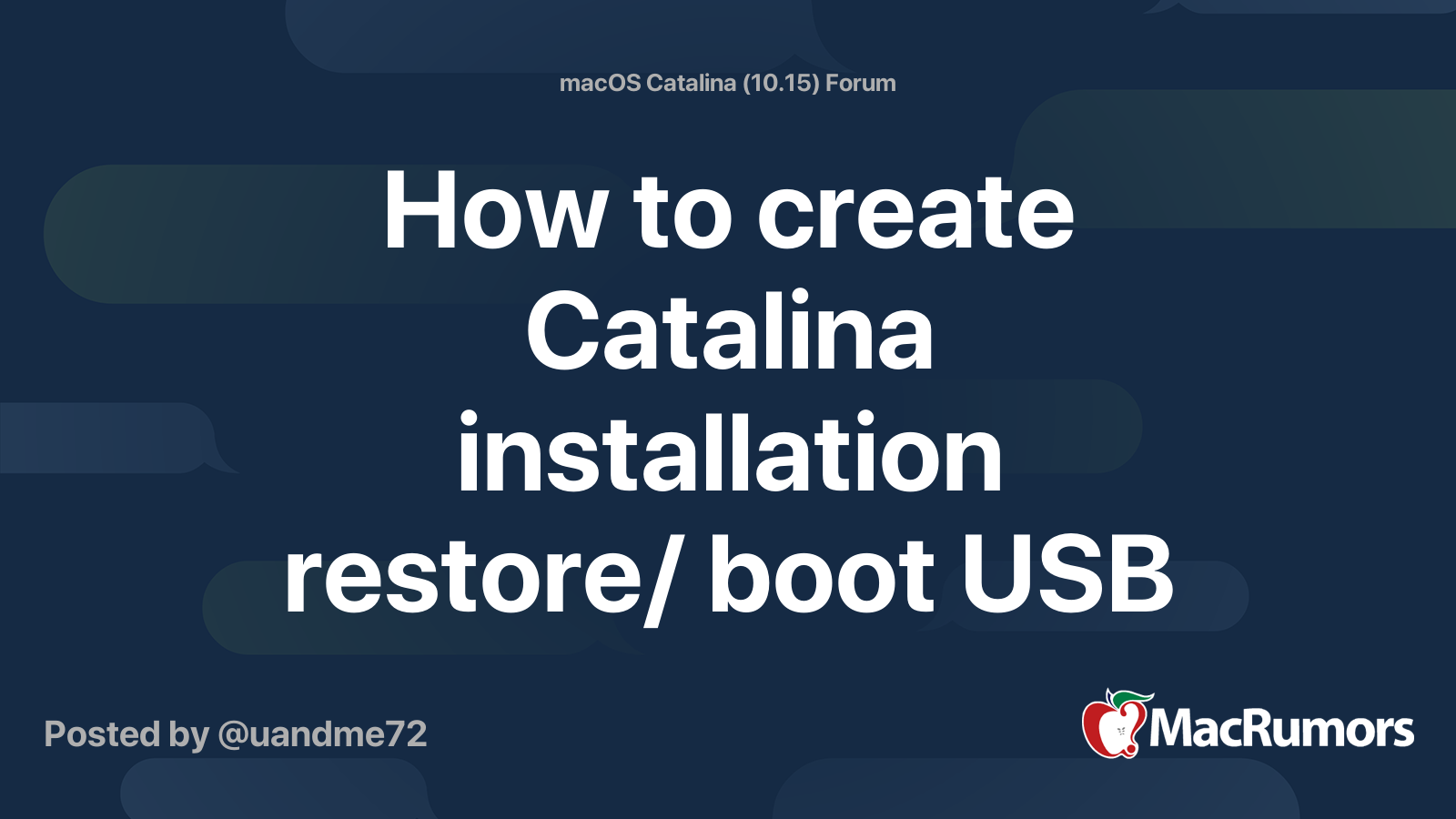 How to create Catalina installation restore/ boot USB from Catalina ...