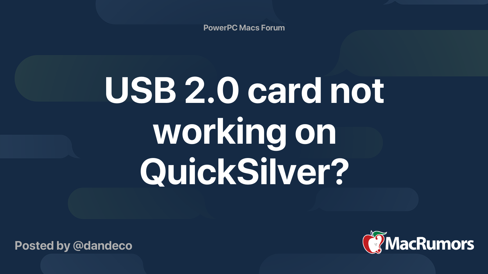 USB 2.0 card not working on QuickSilver? | MacRumors Forums