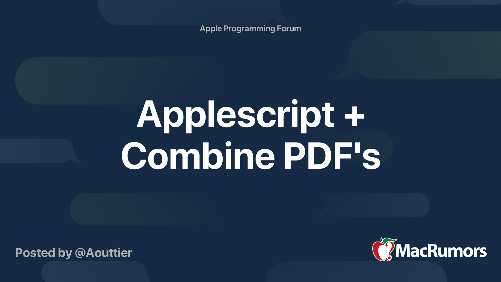 Applescript + Combine PDF's | MacRumors Forums